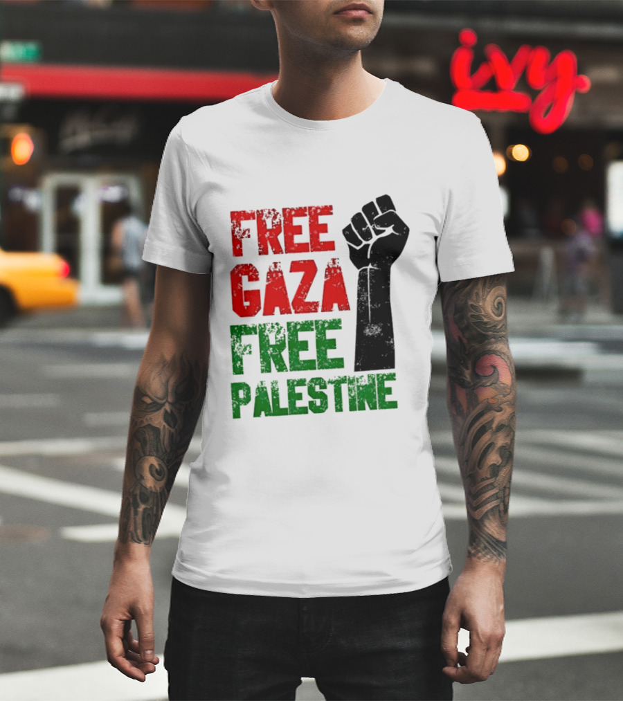 Free Gaza Free Palestine Raised Fist T-Shirt