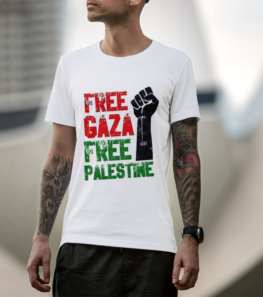 Free Gaza Free Palestine Raised Fist T-Shirt