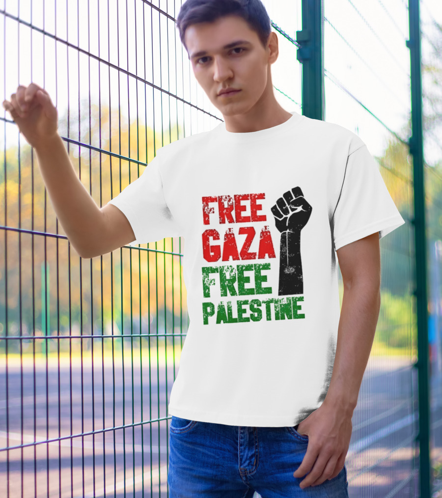 Free Gaza Free Palestine Raised Fist T-Shirt