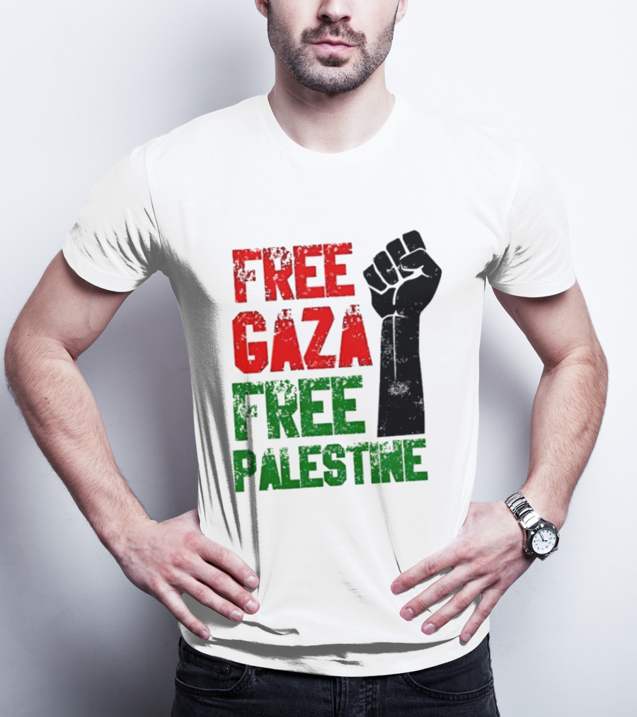 Free Gaza Free Palestine Raised Fist T-Shirt