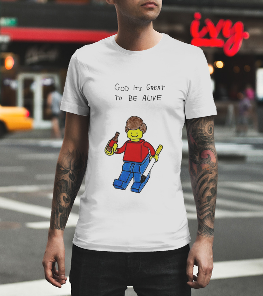 Lego God It's Great To Be Alive Paintbrush And Bottle T-Shirt
