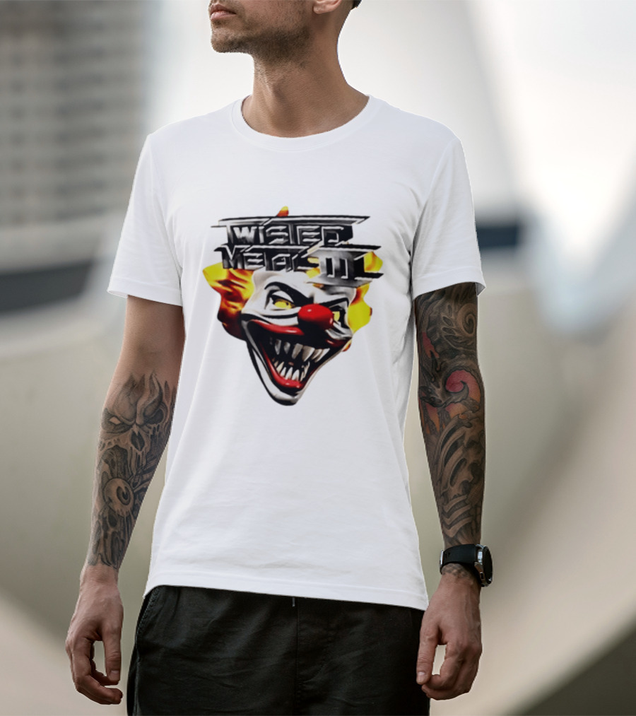 Twisted Metal III Sweet Tooth Clown Face Fiery Hair T-Shirt