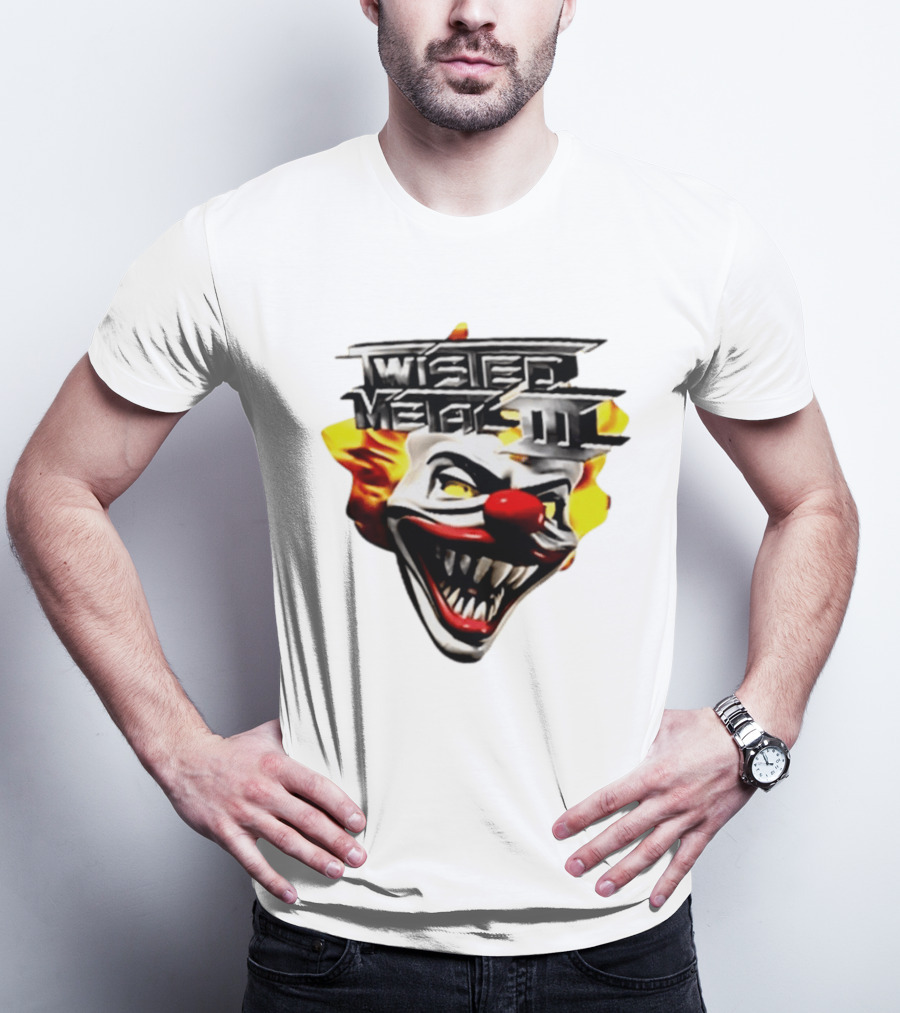 Twisted Metal III Sweet Tooth Clown Face Fiery Hair T-Shirt