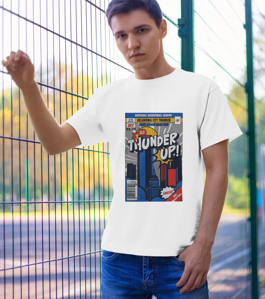 National Basketball League Oklahoma City Thunder Up Comic Swish They're Back OKC Basketball T-Shirt