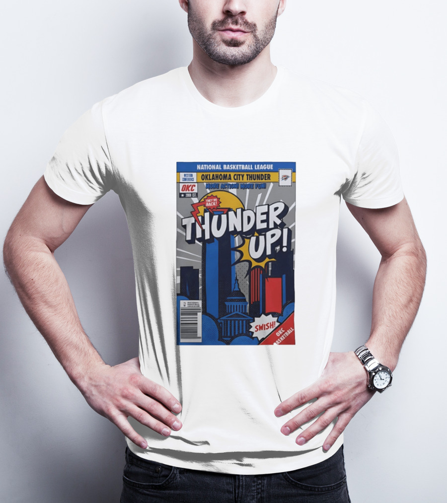 National Basketball League Oklahoma City Thunder Up Comic Swish They're Back OKC Basketball T-Shirt