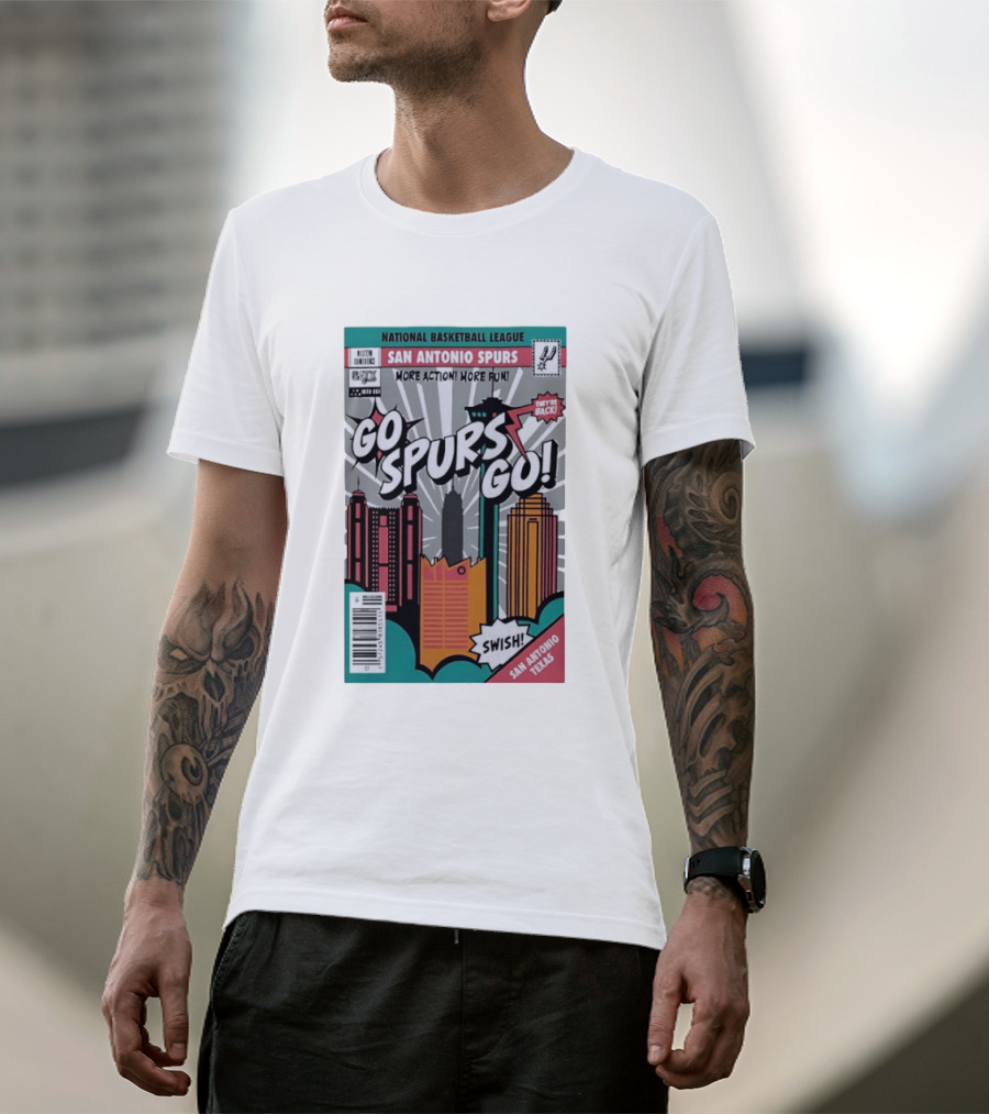 National Basketball League San Antonio Spurs More Action More Fun Go Spurs Go Swish Back Texas T-Shirt