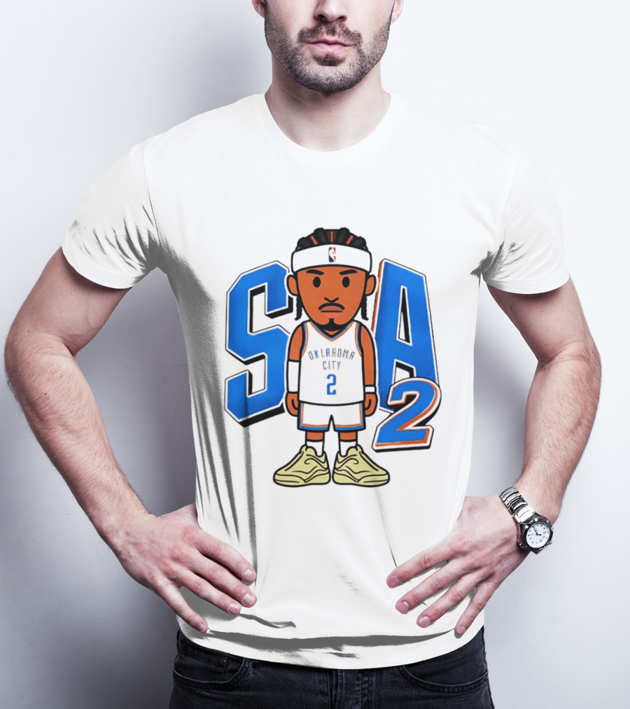 Shai Gilgeous Alexander Oklahoma City 2 Blue SA Caricature T-Shirt