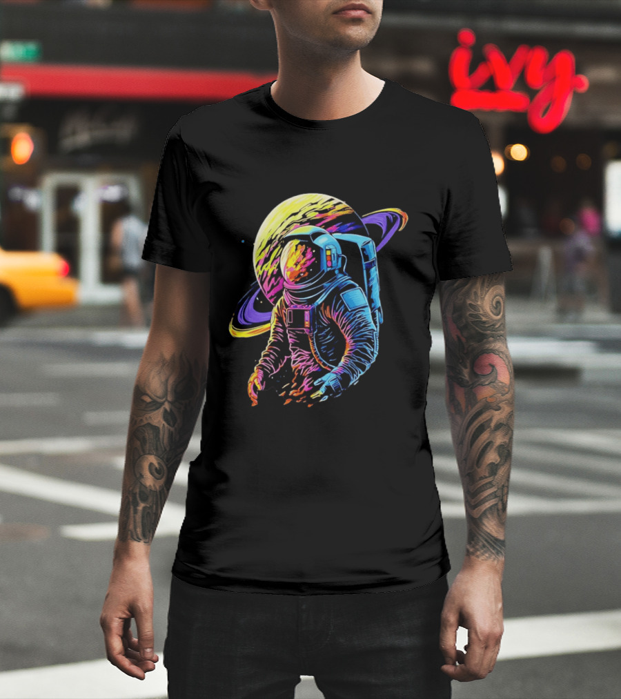Astronaut Neon Into The Am Saturn Space Adventure T-Shirt