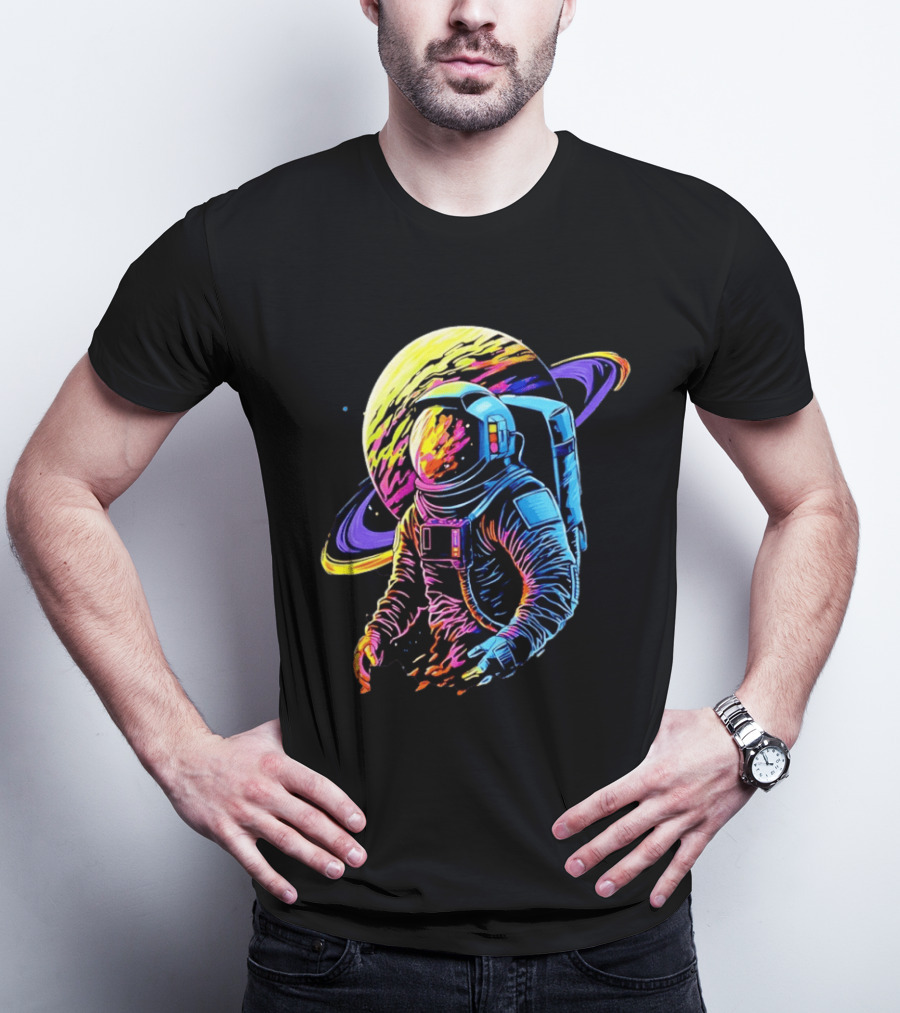 Astronaut Neon Into The Am Saturn Space Adventure T-Shirt