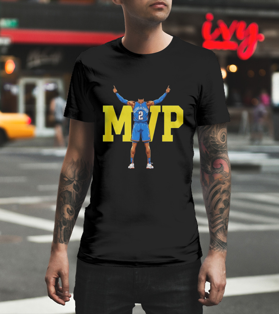 MVP Back 2 Back Shai Gilgeous Alexander Oklahoma City Thunder Basketball Player Blue Jersey Number 2 T-Shirt