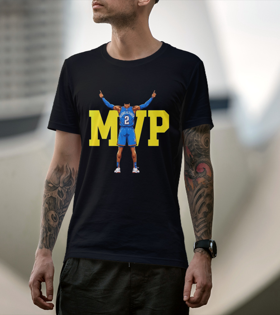 MVP Back 2 Back Shai Gilgeous Alexander Oklahoma City Thunder Basketball Player Blue Jersey Number 2 T-Shirt