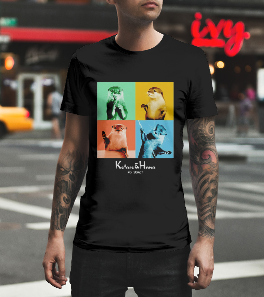 Kotaro And Hana Otters Pop Art Kotsumet T-Shirt
