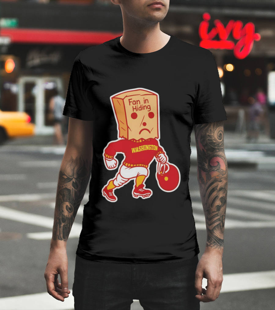Washington Commanders Fan In Hiding Paper Bag Football Humor T-Shirt