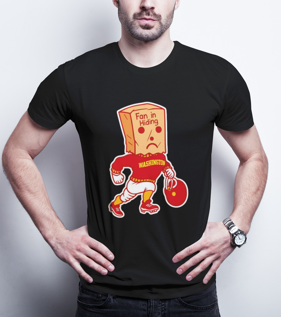 Washington Commanders Fan In Hiding Paper Bag Football Humor T-Shirt