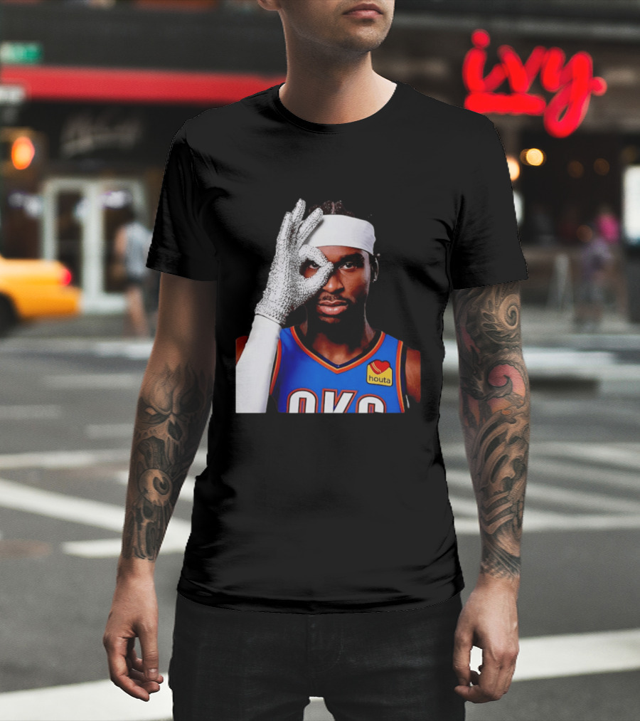 Shai Gilgeous Alexander OKC Thunders Houta Jersey Iceman Glove Gesture T-Shirt