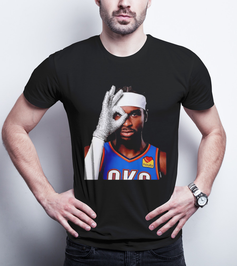 Shai Gilgeous Alexander OKC Thunders Houta Jersey Iceman Glove Gesture T-Shirt