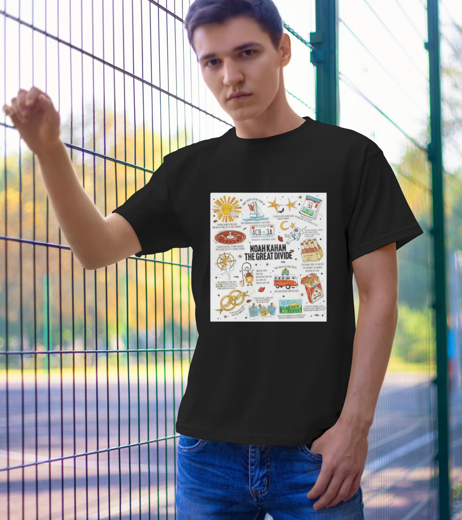 Noah Kahan The Great Divide Album Art Lyric Doodle August 31 Highlights T-Shirt