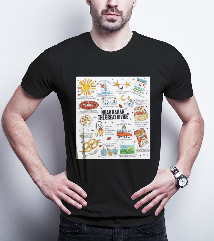 Noah Kahan The Great Divide Album Art Lyric Doodle August 31 Highlights T-Shirt