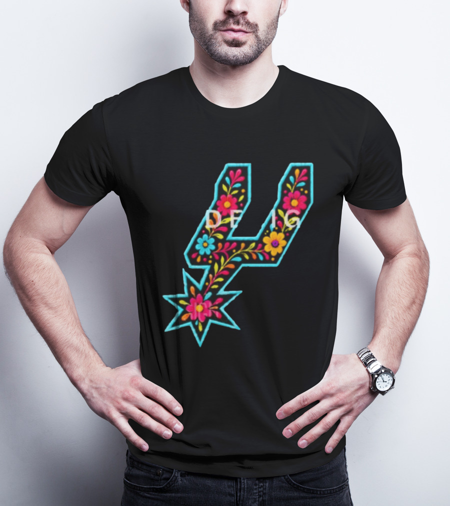 Original Spurs Floral San Antonio Spurs Basketball Nba 2026 Floral Pattern Spurs Logo 2026 T-Shirt