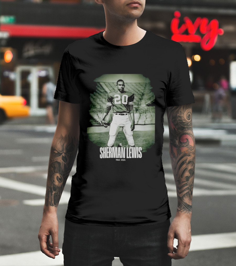 Sherman Lewis 1942 2026 Legendary Number 20 Football T-Shirt
