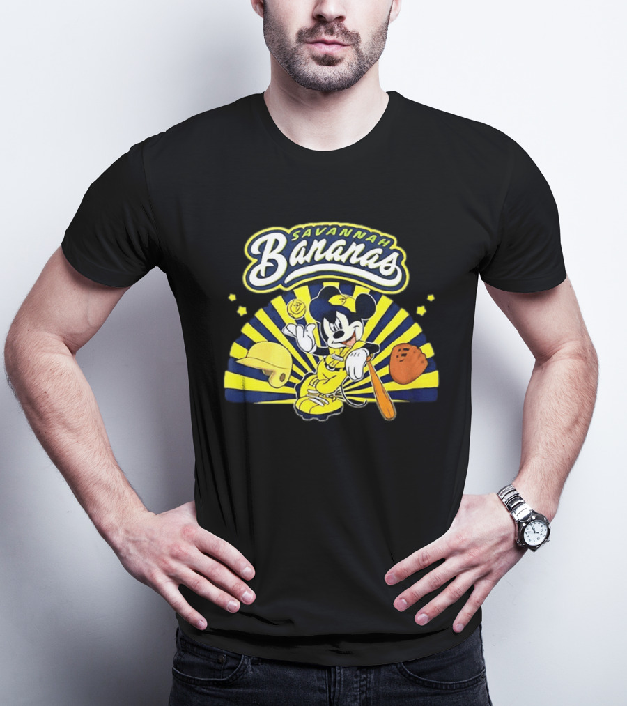 Savannah Bananas Mickey Mouse Baseball Team Sports Fan T-Shirt