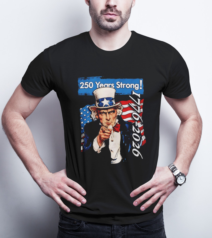 Uncle Sam 250 Years Strong 1776 2026 American Patriotic Celebration T-Shirt