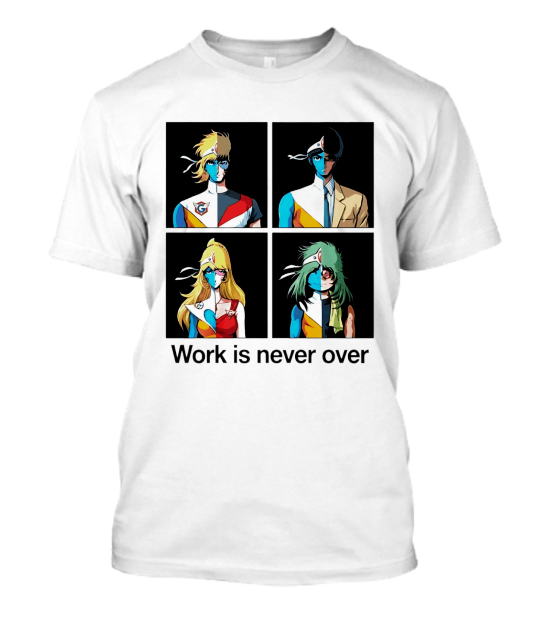 Crescendolls Work Is Never Over Daft Punk Interstella 5555 Characters T-Shirt