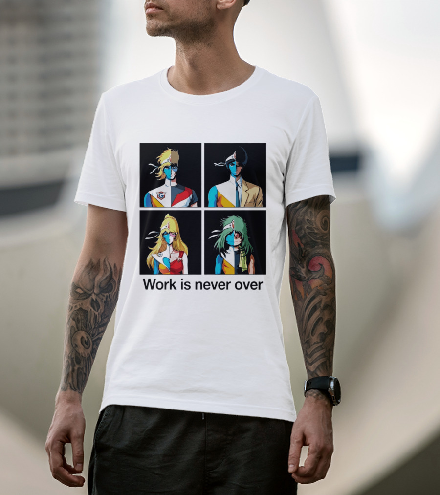 Crescendolls Work Is Never Over Daft Punk Interstella 5555 Characters T-Shirt