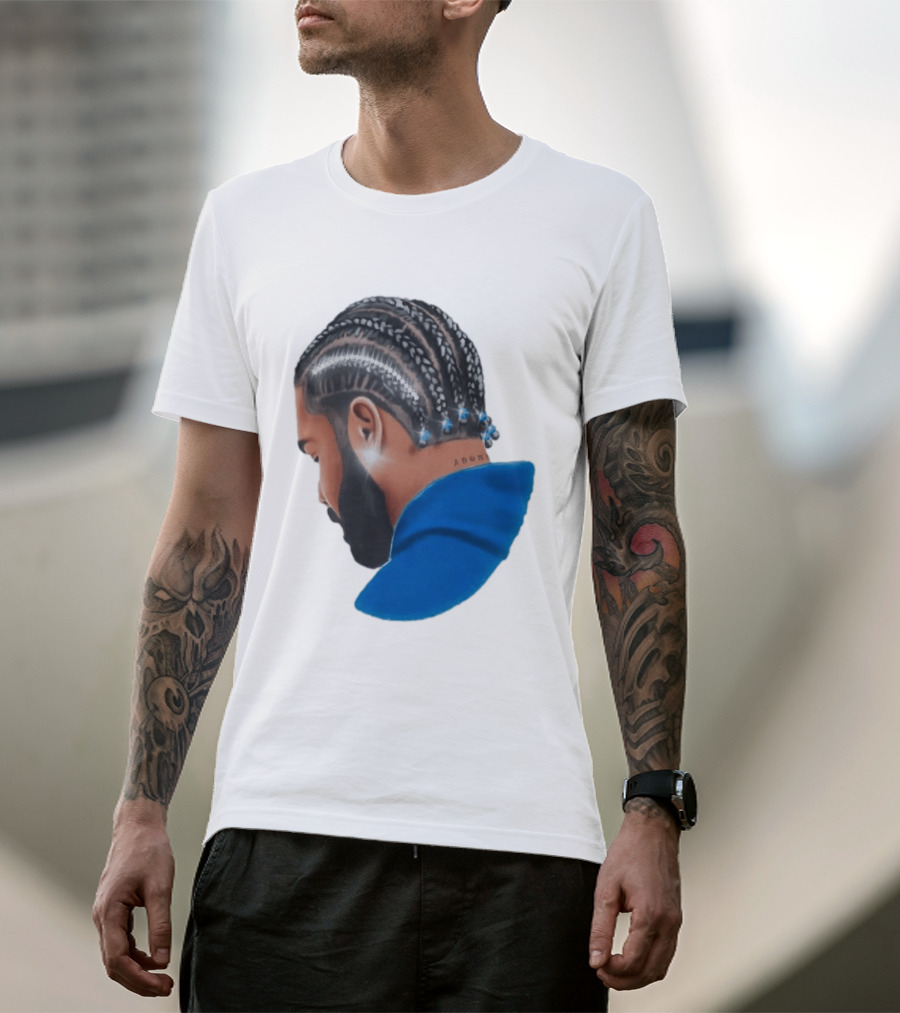 Drake Cornrow Braid Hairstyle Blue Sparkle T-Shirt