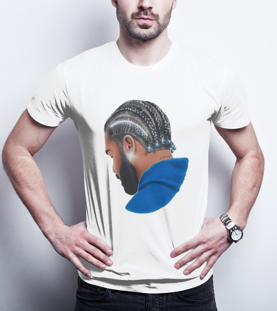 Drake Cornrow Braid Hairstyle Blue Sparkle T-Shirt