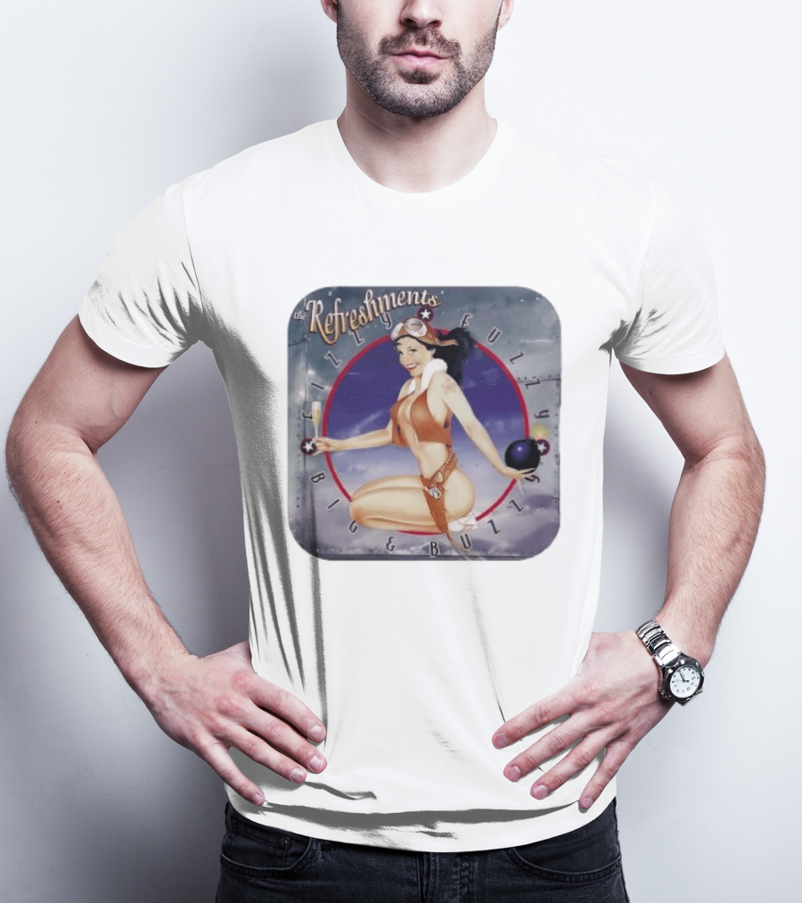 The Refreshments Fizzy Fuzzy Big & Buzzy 1996 Album Cover Vintage Pin Up T-Shirt