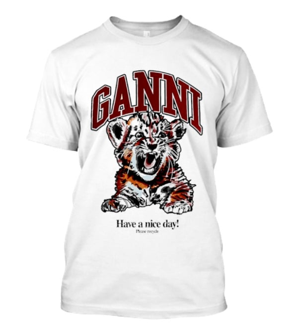 Ganni Have A Nice Day Please Recycle Tiger T-Shirt