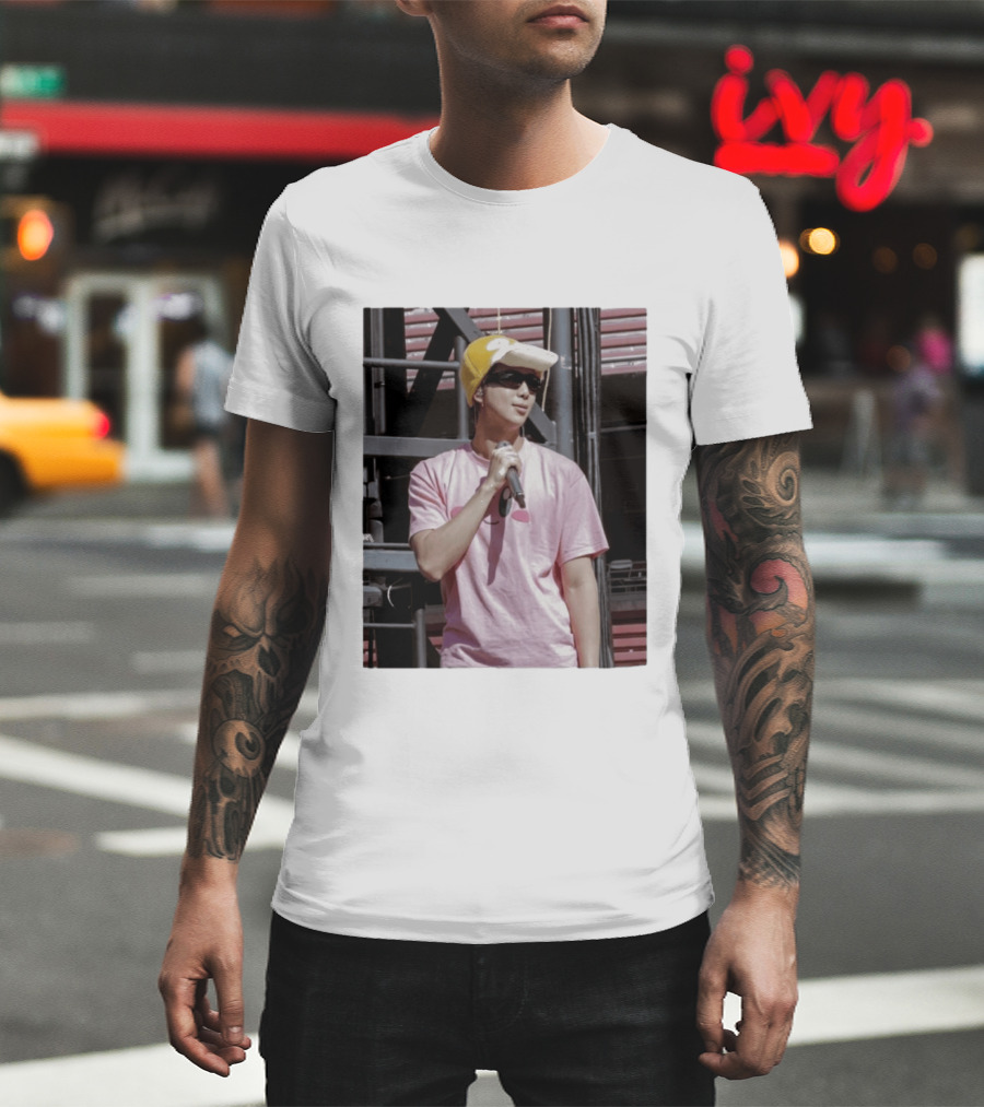 Namjoon Wearing Psyduck Hat Pink T T-Shirt