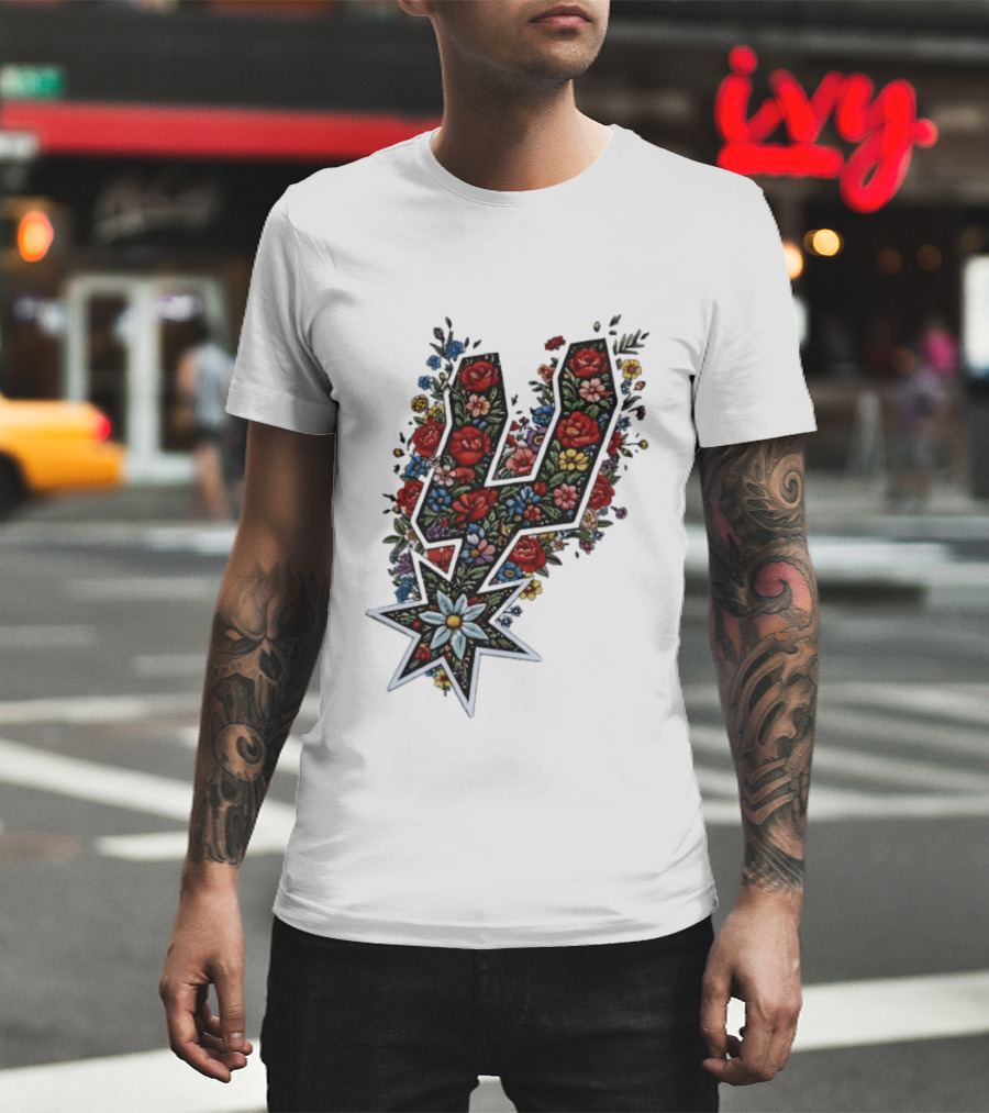 San Antonio Spurs Floral Rose Garden Spurs Team T-Shirt