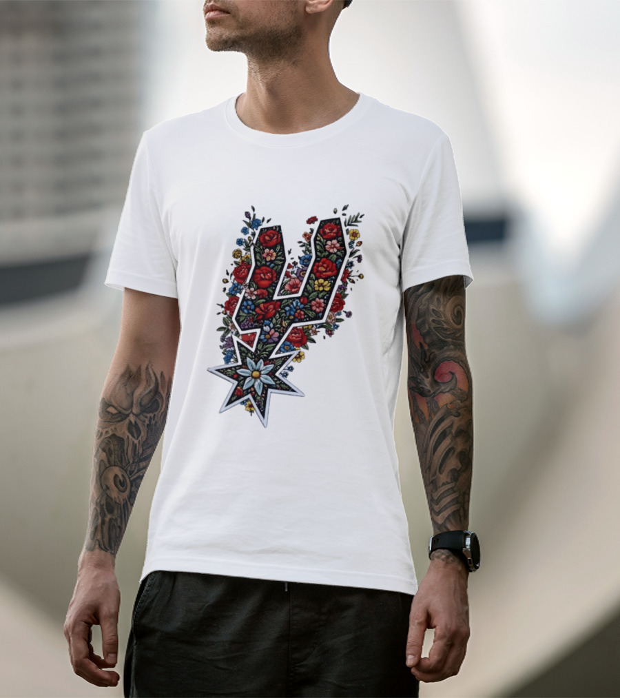 San Antonio Spurs Floral Rose Garden Spurs Team T-Shirt
