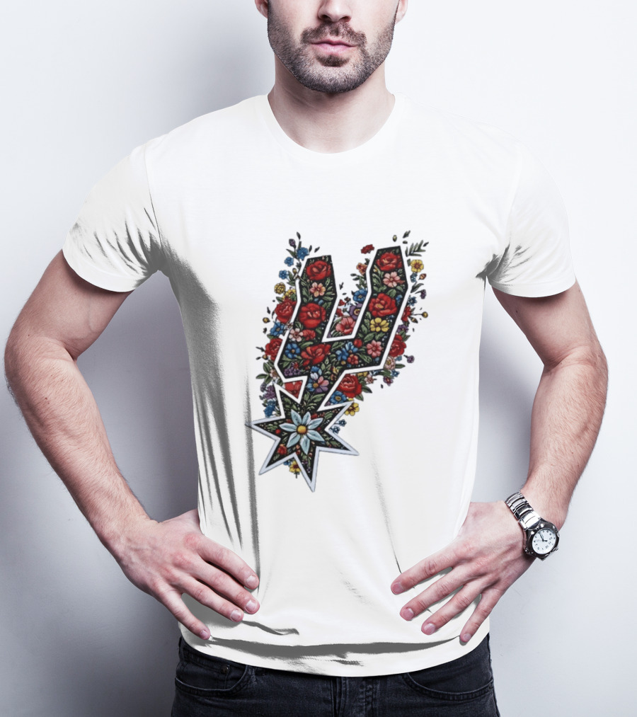 San Antonio Spurs Floral Rose Garden Spurs Team T-Shirt