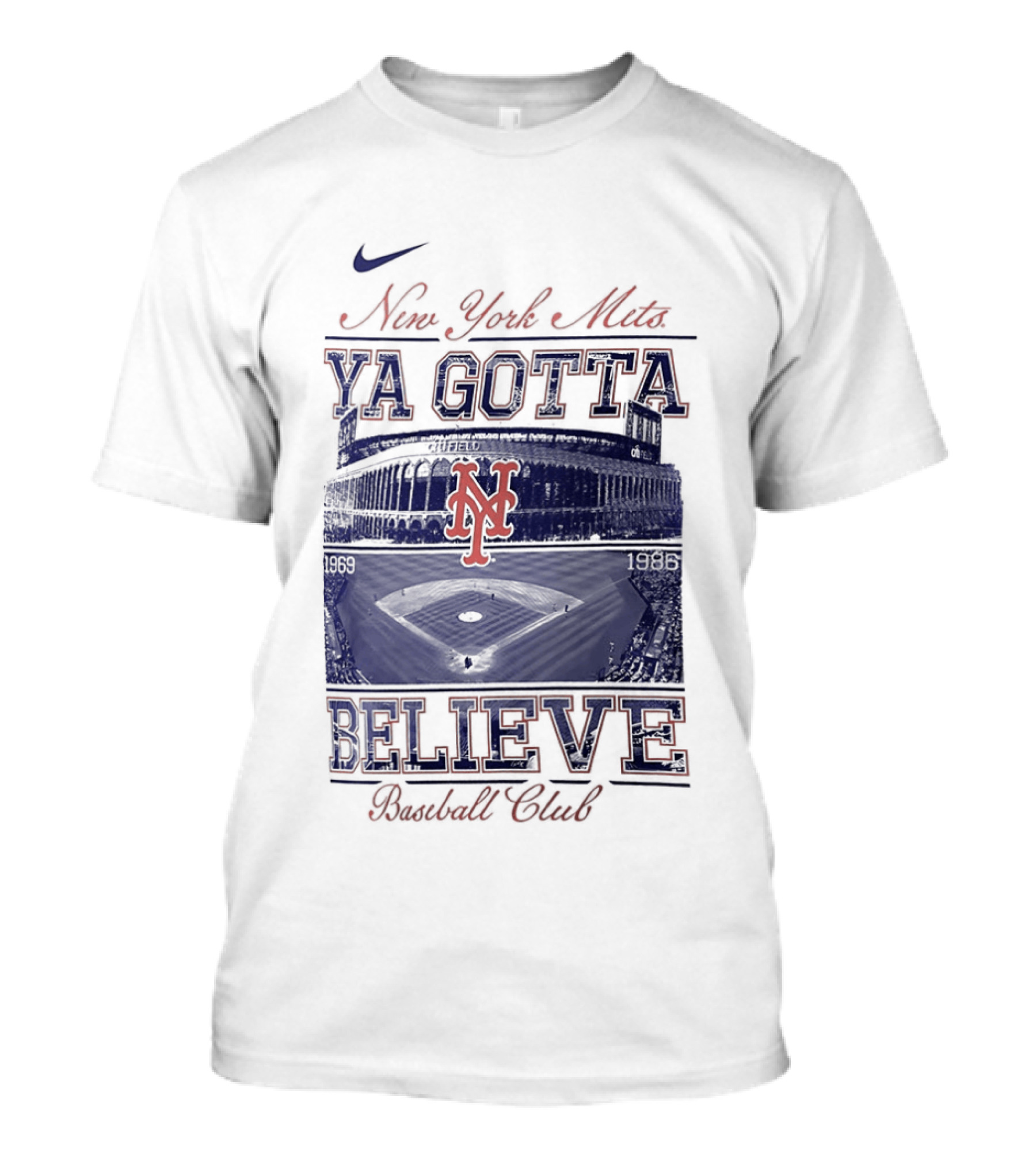 New York Mets Ya Gotta Believe Baseball Club 1969 1986 Nike T-Shirt