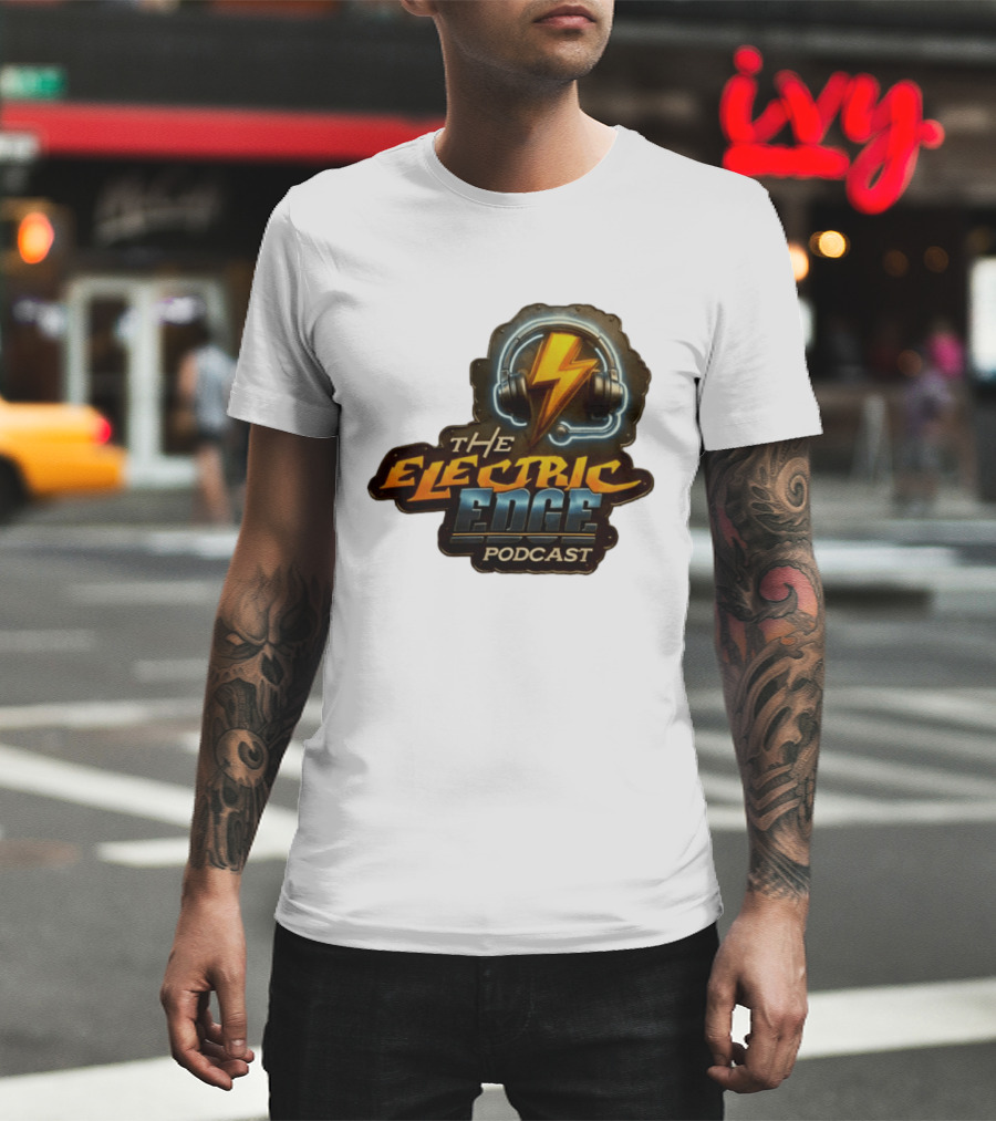 The Electric Edge Podcast Headphone Lightning Bolt T-Shirt