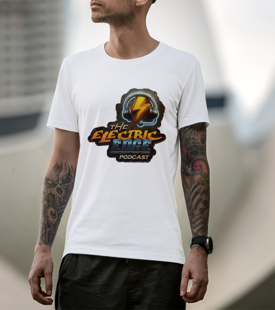 The Electric Edge Podcast Headphone Lightning Bolt T-Shirt