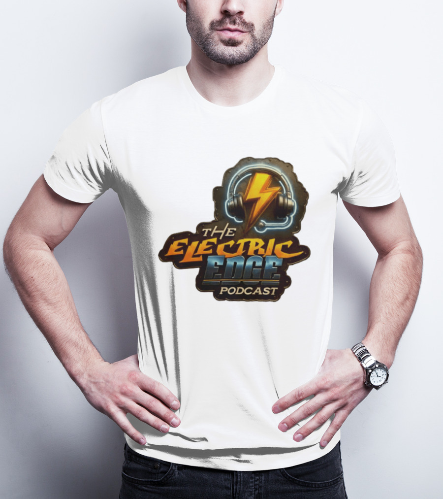 The Electric Edge Podcast Headphone Lightning Bolt T-Shirt