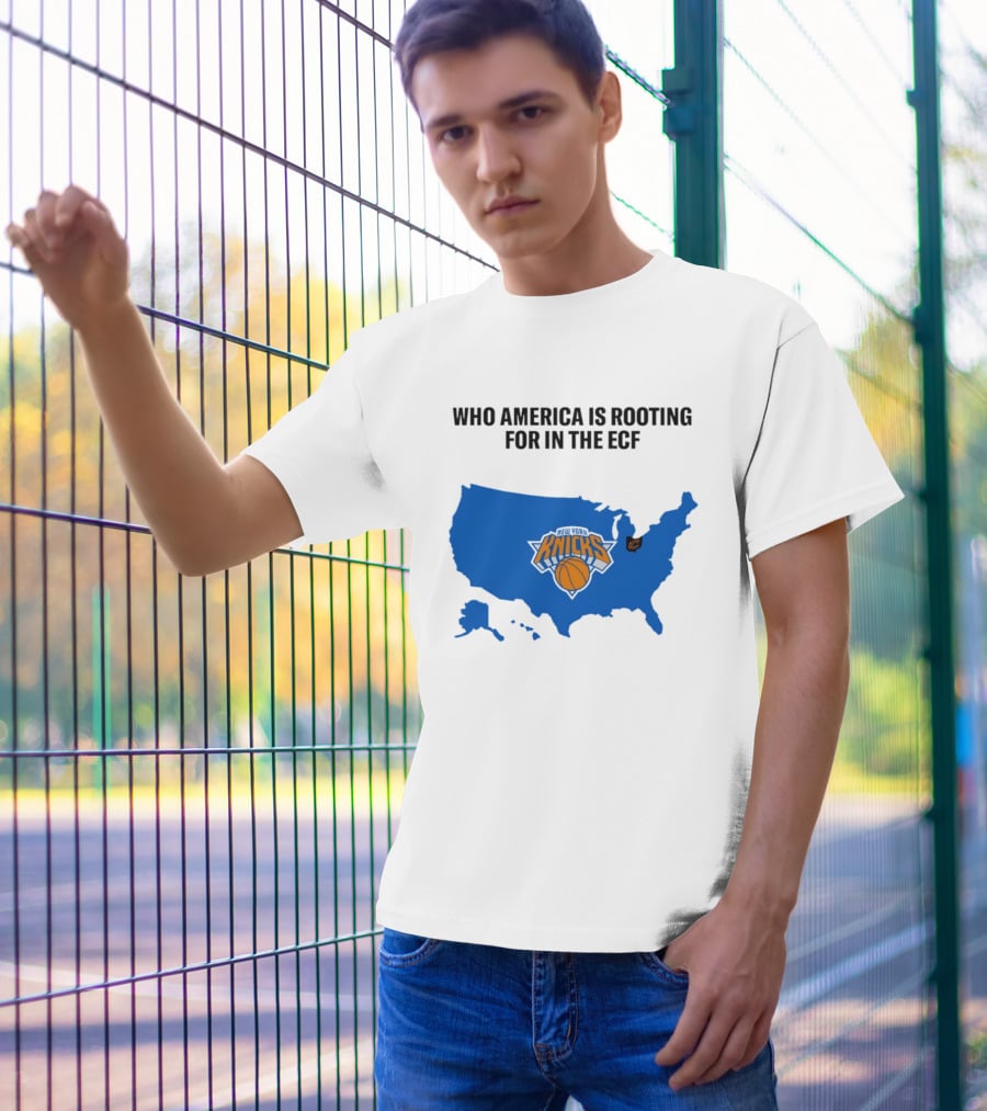Who America Is Rooting For In The ECF Knicks USA Map Basketball T-Shirt