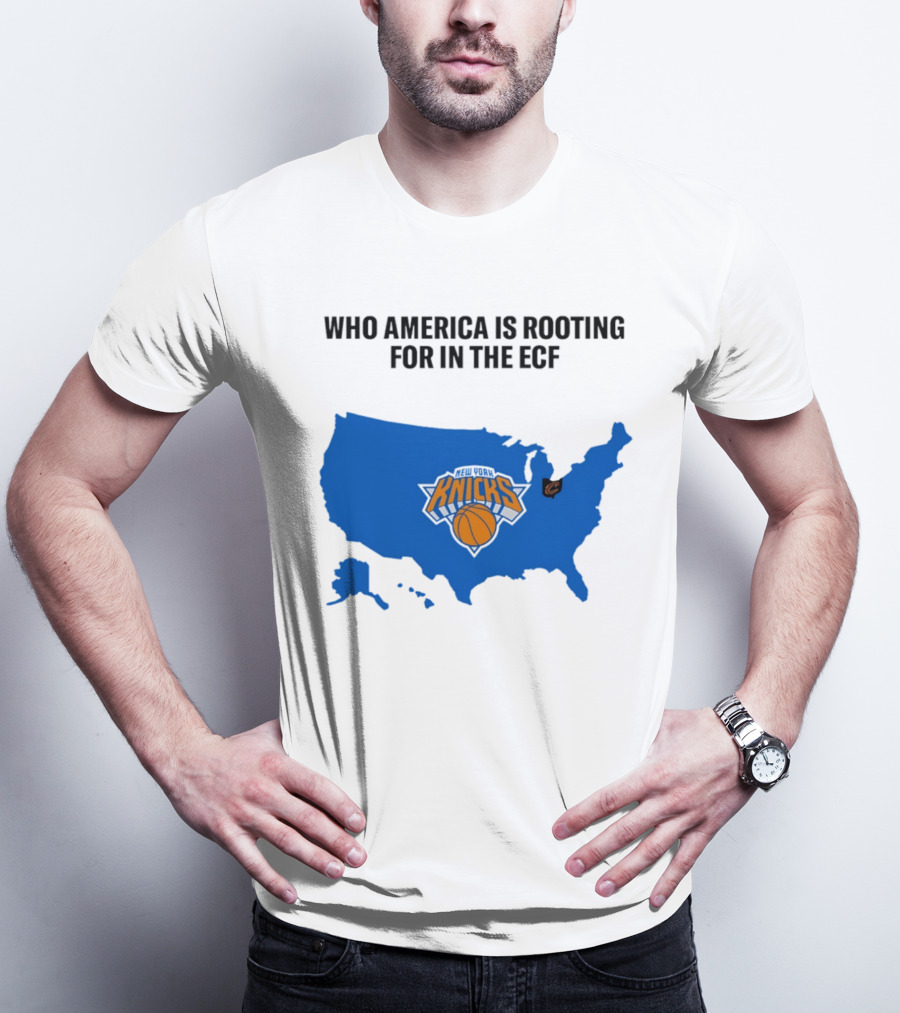Who America Is Rooting For In The ECF Knicks USA Map Basketball T-Shirt