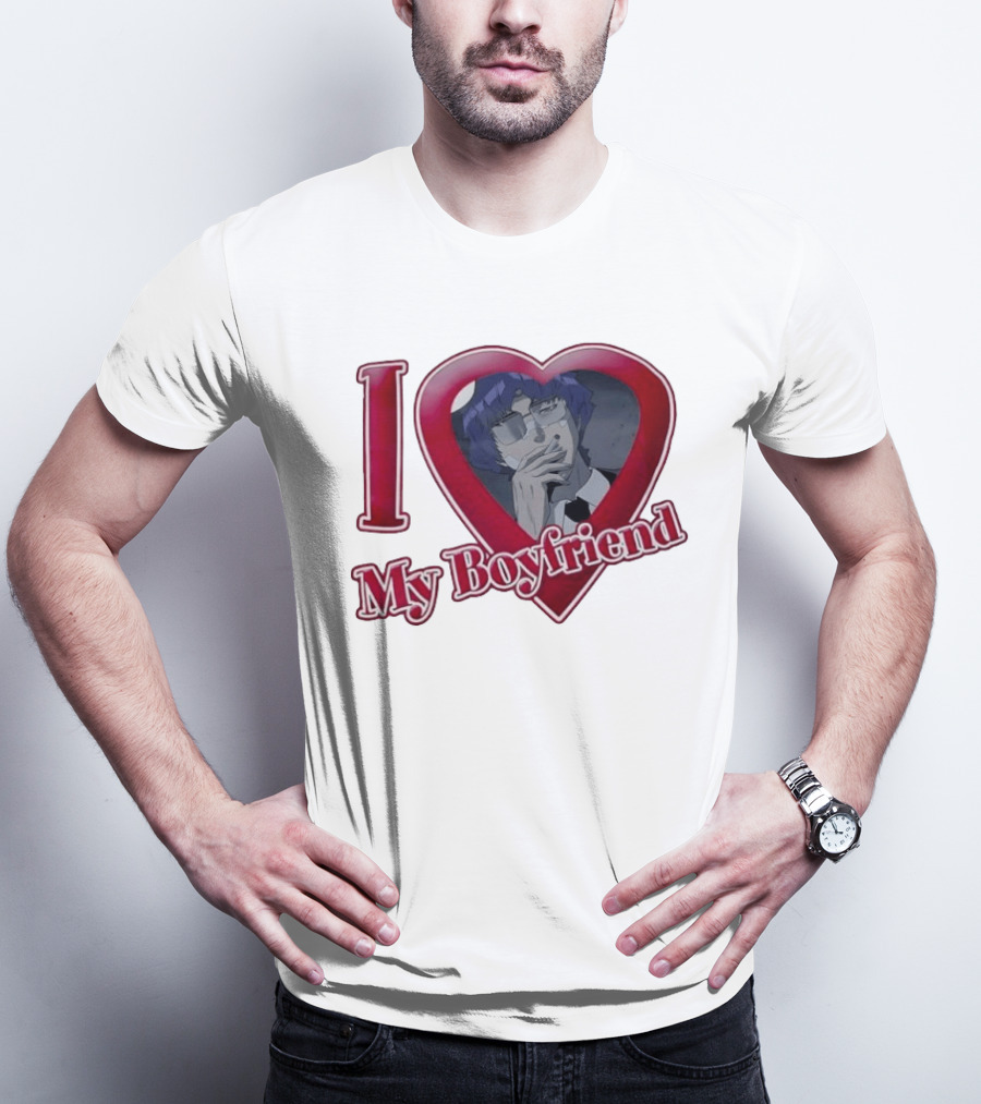 I Love My Boyfriend Heart Anime Style Wolf Keum Wind Breaker T-Shirt