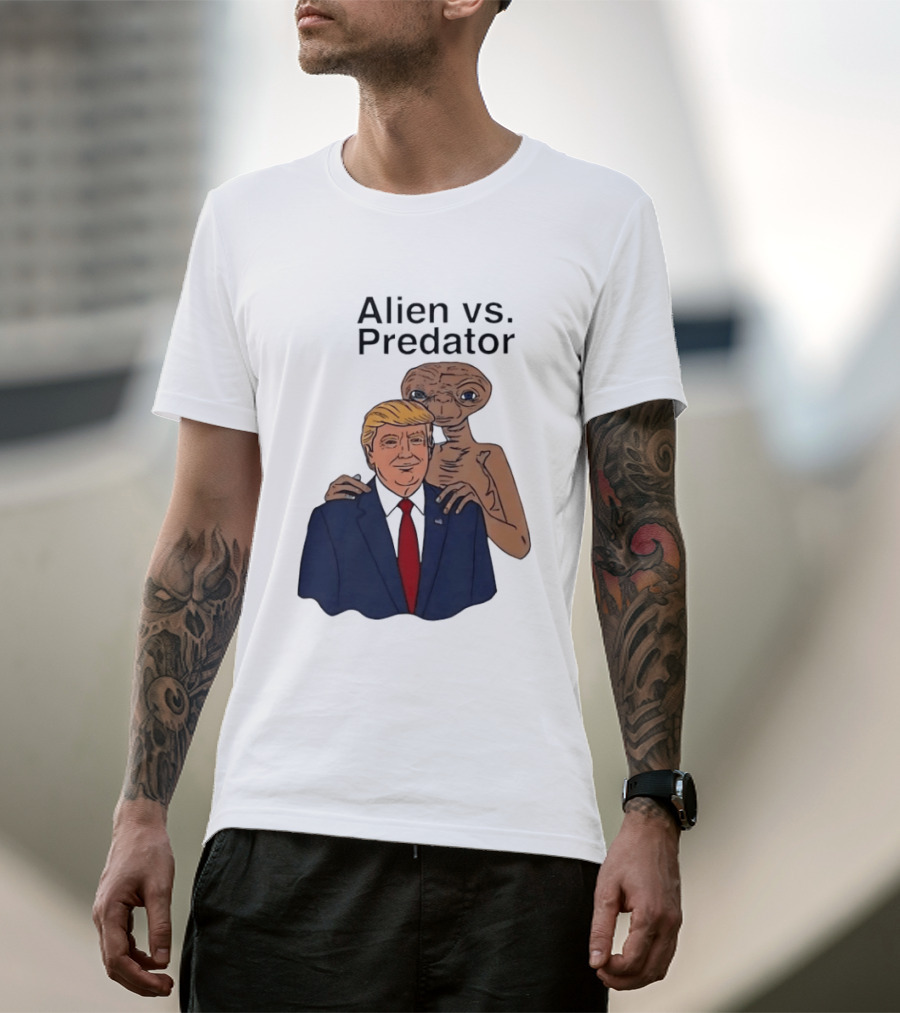 Alien Vs Predator Donald Trump ET Parody Fashion T-Shirt