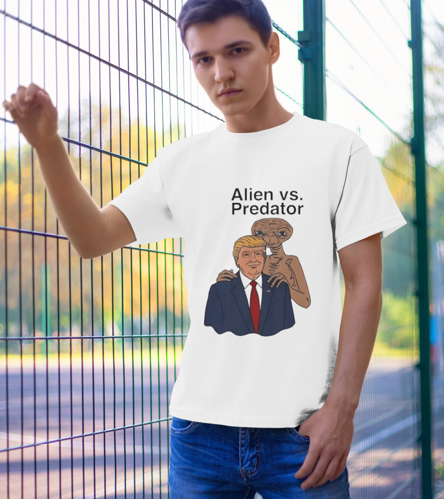 Alien Vs Predator Donald Trump ET Parody Fashion T-Shirt