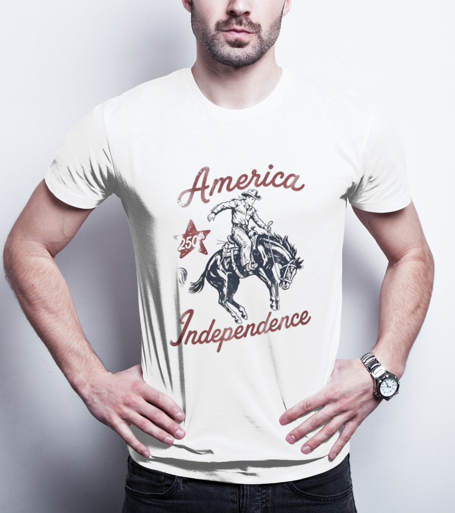 America Independence Cowboy 250th Anniversary USA Independence Day T-Shirt