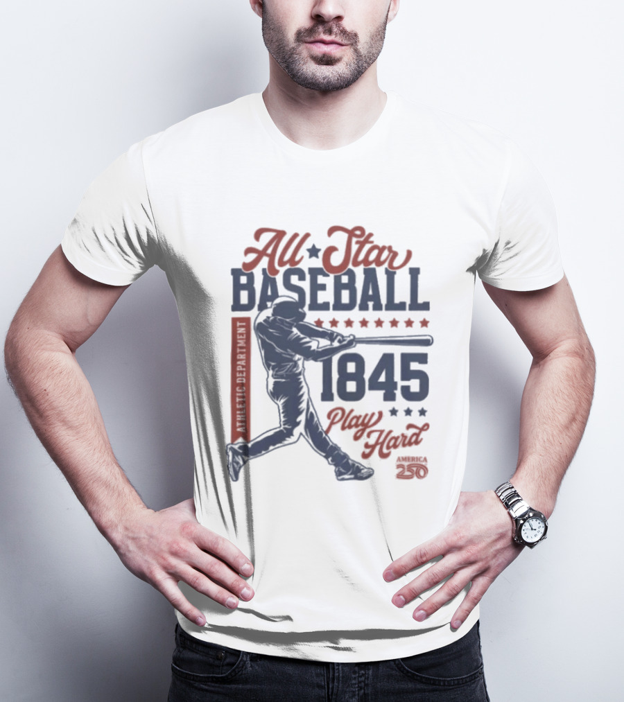 All Star Baseball 1845 Player Red Blue T-Shirt
