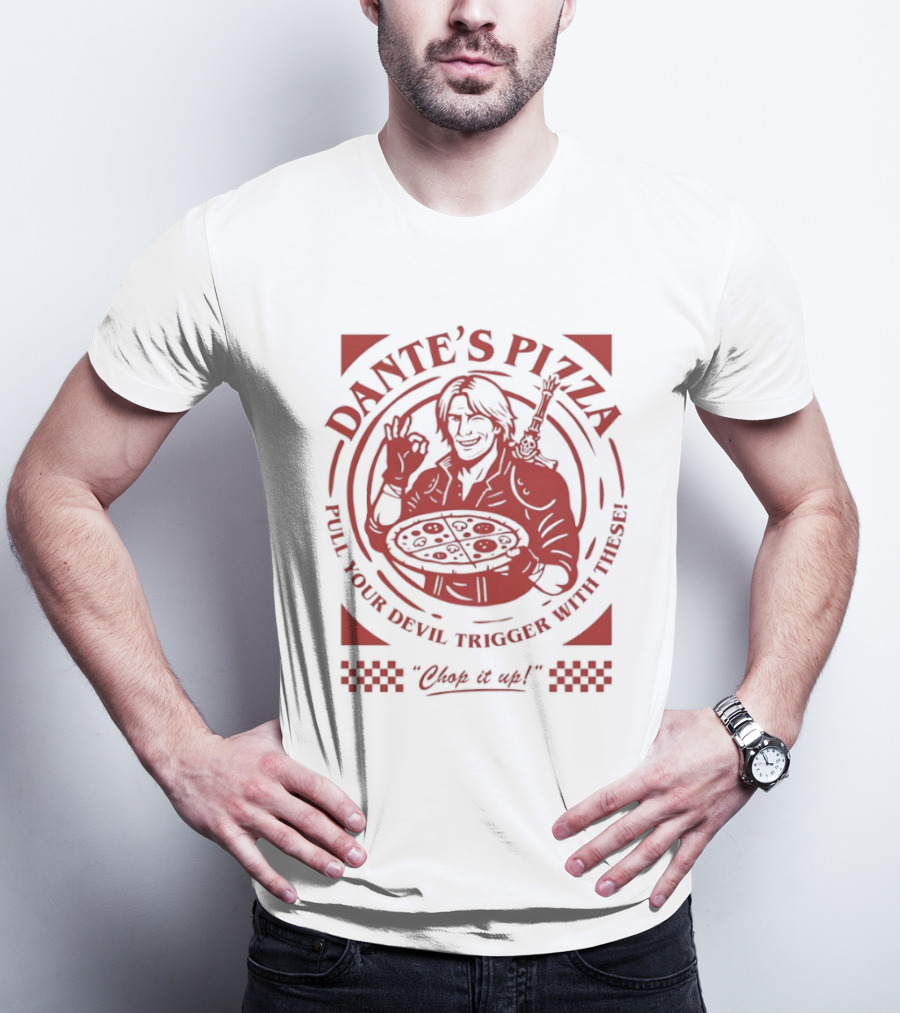 Dante's Pizza Devil May Cry Pizza Chop It Up Gaming Fans T-Shirt