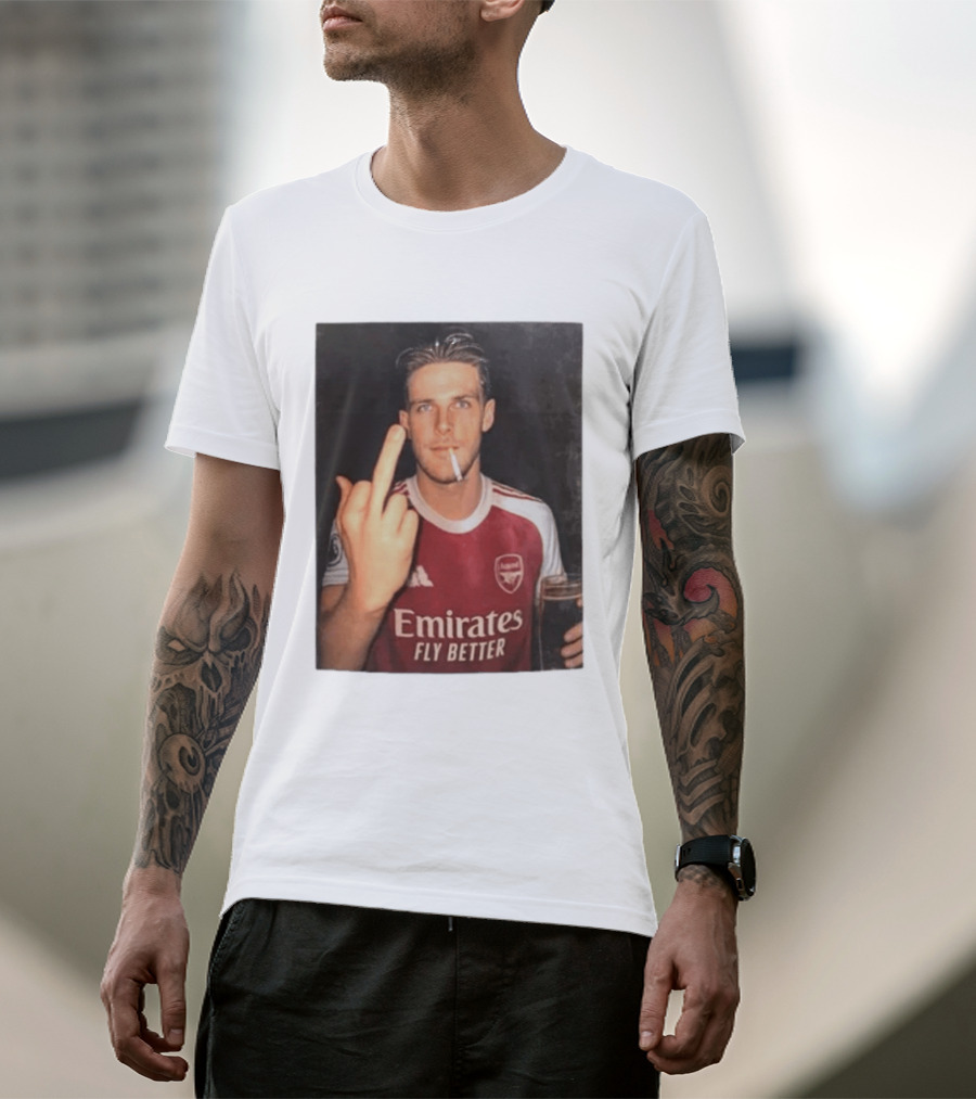 Emirates Fly Better Arsenal Middle Finger Smoking Soccer Player T-Shirt