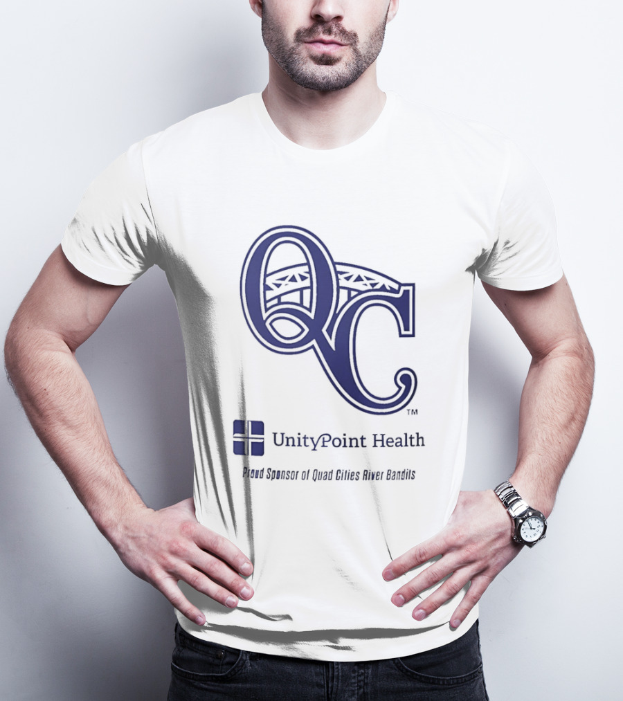 QC River Bandits UnityPoint Health Proud Sponsor Quad Cities Bridge T-Shirt